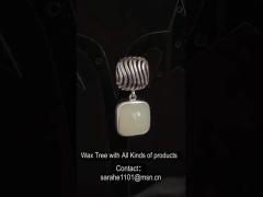 estilo minimalista de prata de Jade Stud Earrings 925 brancos do coxim de 10x10mm