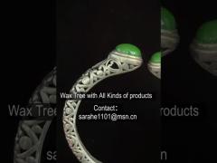 Pedras Cristal 925 Sterling Silver Bangles 10x12mm Forma de pérola Jade verde