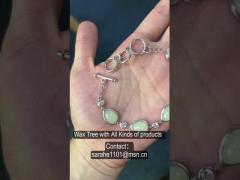 A cura apedreja 925 a pera Jade Bracelet branca de Sterling Silver Bracelet 8x12mm