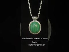 925 Sterling Silver Malachite Pendant 13x15mm oval deram forma para mulheres