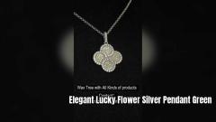 Stunning 925 Silver Lucky Flower Pendant with Apple Green CZ