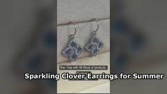 Stunning Four Leaf Clover Sterling Silver CZ Earrings Blue cz Earring Wires