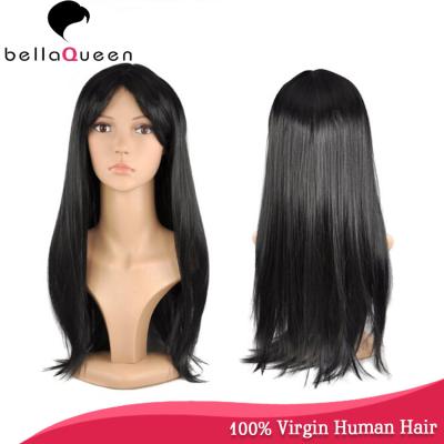 China A mão amarrou a cor natural do cabelo reto das perucas do laço do cabelo humano do Virgin 7A à venda