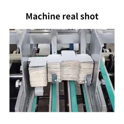China Doos vouw- en kleefmachine met 380V Spanning Doos ontvouwd Grootte breedte 120mm-500mm Te koop