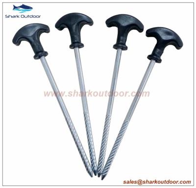 China Heavy duty steel tent peg tent stake with plastic head 21cm for sale