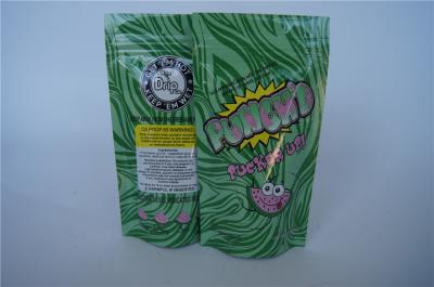 China Zipper Herbal Incense Packaging , Resealabe Potpourri Aluminum Foil Stand Up Pouch for sale