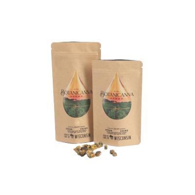 China Eco Friendly Customized Logo 100g 250g  Kraft Paper Tea Coffee Nuts Powder Bag Recyclable Kraft Paper Pouch for sale
