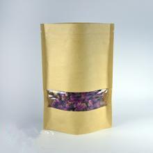 China 150 Gram Capacity Customized Paper Bags Zipper With Transparent Window for sale