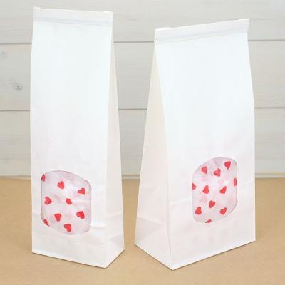 China White Square Bottom Customized Paper Bags With Plum Window And Zipper for sale