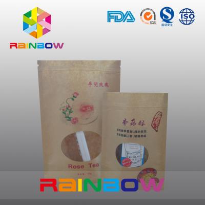 China Stand Up Customized Paper Bags For Food Packaging With Front Window for sale