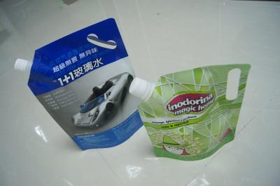 China Recycle Doypack Spout Pouch Liquid Detergent Packaging With Hanging Hole for sale