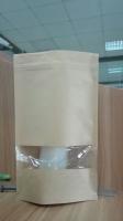 China Kraft Mylar k Pouch Customized Stand Up Paper Bag With Rectangular Window for sale
