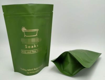 China Customer ' S Logo Gold Green Stand Up Pouch With PET / AL / PE  Material for sale
