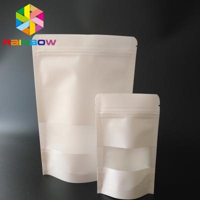 China White Doypack Snack Bag Packaging Kraft Paper Material With Clear Window / Zipper for sale