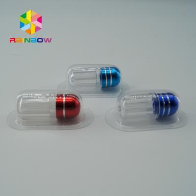China Plastic Empty Medicine Bottles Sex Pill Capsule Container 001/01 Size With Metal Cap for sale
