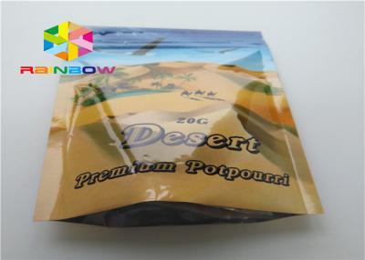 China Glossy / Matte Effect Plastic Pouches Packaging Three Side Seal For Herbal Incense for sale