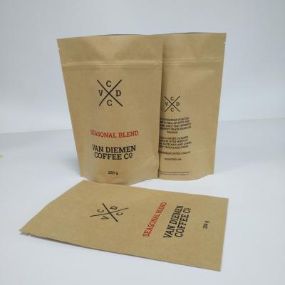 China Kraft Brown Paper Snack Bag Packaging Stand Up Pouch Flat Bottom With Zipper for sale