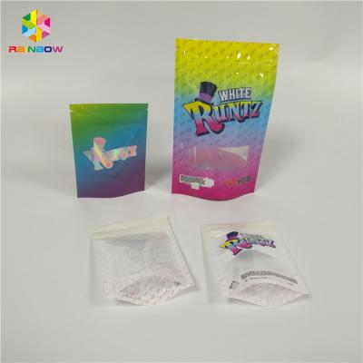China Custom Print Nack Food Packaging Bags Gummy Bear Runtz Laser Hologram Zipper Pouch for sale