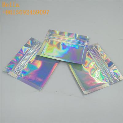 China Mini 3 Side Sealed Holographic Makeup Bag Mylar k Pouch Custom Printed for sale