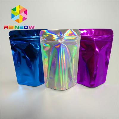 China Bolsa olográfica brillante de empaquetado de Mylar del holograma de los bolsos del brillo de los snacks cosméticos del polvo en venta