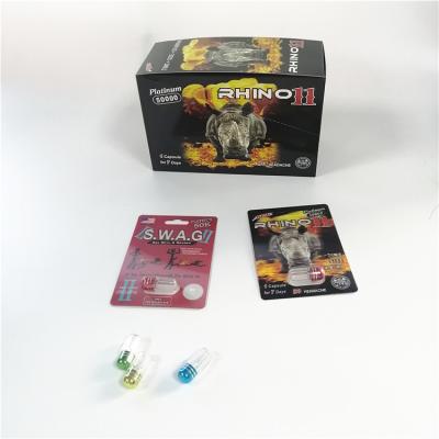 China Custom Blister Card Packaging Rhino Container Bullet For Male Enhancement Capsule Packaging for sale