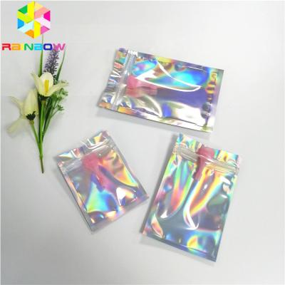 China Clear Front Hologram Foil Pouch Packaging Three Side Seal Bags Recyclable k for sale