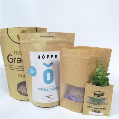 Les sacs en papier faits sur commande de Brown dégagent Windows avant écologique pour emballer le casse-croûte sec