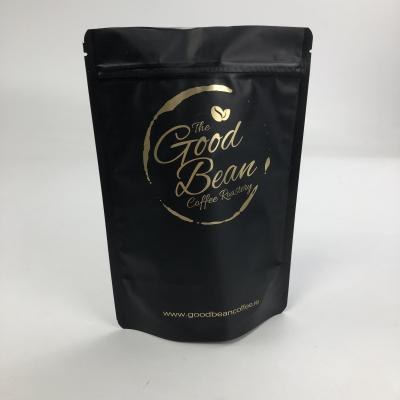 China Custom Printed Matt Black Aluminum Foil 250g 1kg With  Pouch Stand Up Coffee Bean Bag Packaging for sale