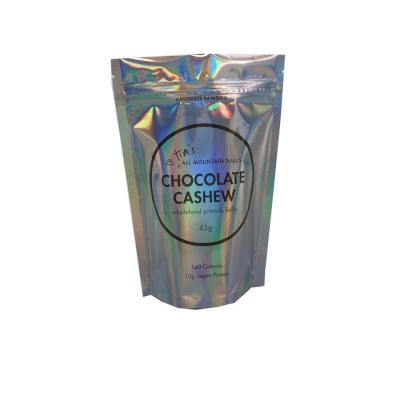 China Wholesale Customized Holographic Laminated Zip Lock Plastic Mylar Pouches Protein balls Bag for sale
