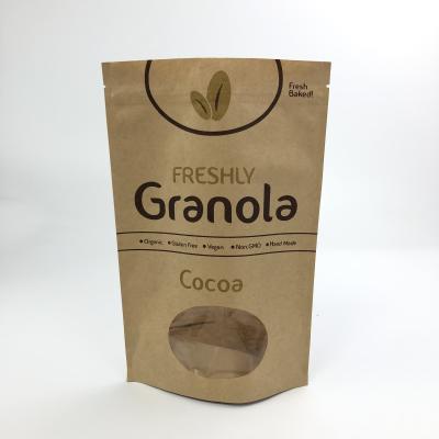 bolso de café de papel de 200g 300g 180mic Kraft con la ventana clara