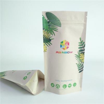 China 120mic Cornstarch PLA Kraft Paper Pouch Resealable Zipper for sale