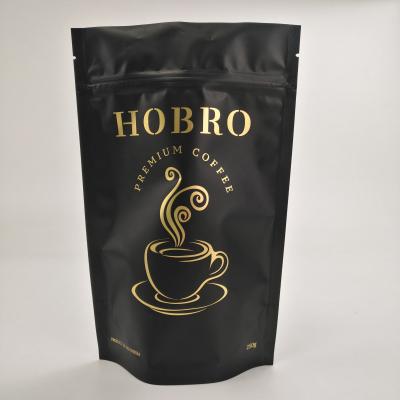 China Stehen Sie oben Matt Black Laminated Aluminum Foil-Zipverschluss-Kaffee-Verpackentaschen-Kaffee Bean Packaging Bags With Valve zu verkaufen