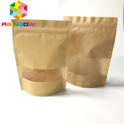 Les sacs en papier de Brown Papier d'emballage avec l'emballage de papier zip-lock avec la fenêtre voient par des sacs de catégorie comestible