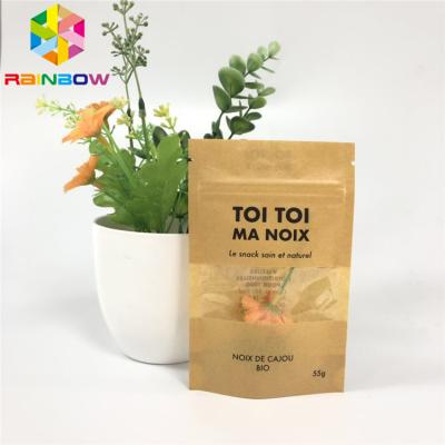 China Food Grade  Paper Bags Resealable White Paper Bag With Window Eco-friendly Packaging Pouch For Tea for sale