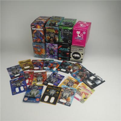 China MOPP 350g Thickness Blister 3d Cards Rhino Male Enhancement Pill for sale
