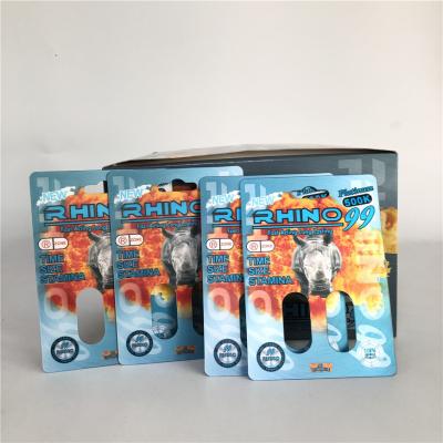 China Rhino 99 500k Double Hole 3D Rhino Cards For Male Enhancement Pill for sale
