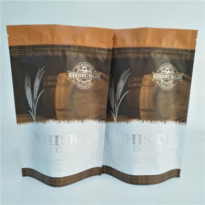 China 200g Matt Finish Black Ziplock Pouches Flexible Packaging Stand Up Coffee Bag Plastic Pouches for sale