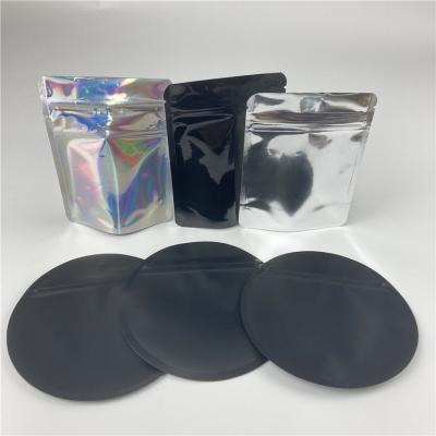 China 3.5g Zip Lock Foil Shaped Round Mylar Bags Custom Printed Circle Zipper Packaging for sale