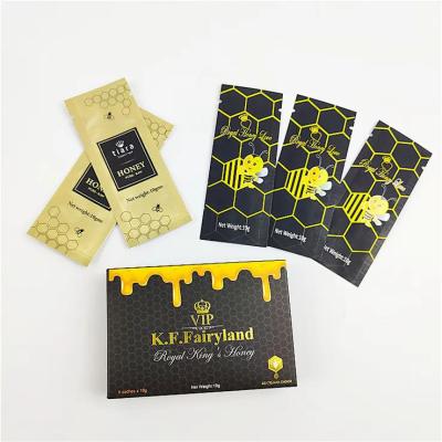 China Aluminum Foil Wrappers Packages For Male Enhancements Royal Honey Metallic Color Pouches Custom Printing Honey Packets for sale