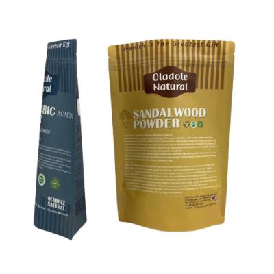 中国 クラフトブラウン紙 スナックバッグ 梱包 スタンドアップ ポケット ゼッパー付き フラットボタン 販売のため