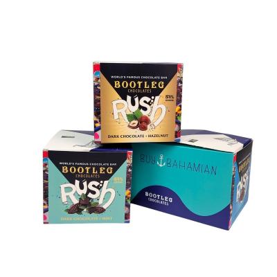 China Recyclable Paper Cardboard Display Box for Chocolate Bar Packing Nutrition bar Display Box and Back Seal Bag for sale