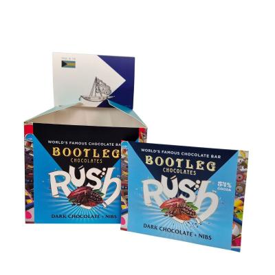 China Recyclable Paper Cardboard Display Box for Chocolate Bar Packing Nutrition bar Display Box and Back Seal Bag for sale