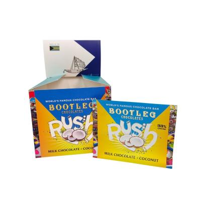 China Recyclable Paper Cardboard Display Box for Chocolate Bar Packing Nutrition bar Display Box and Back Seal Bag for sale