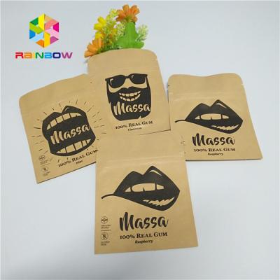 China k Kraft Paper Foil Pouch Packaging Three Side Sealed Flat Reclosable Pouch for sale
