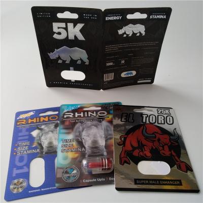 China 3D Card Blister Pack Packaging Custom Printed Paper Card Rhino 7 Jaguar 30000 Sex Pill Pack for sale
