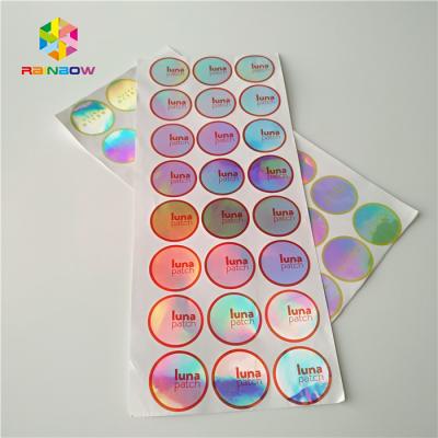 China Adhesive Shrink Sleeve Printing Custom Reflection Rainbow Holographic Stickers Label for sale