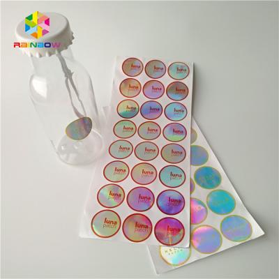 China Adhesive Shrink Sleeve Printing Custom Reflection Rainbow Holographic Stickers Label for sale