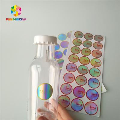 China Adhesive Shrink Sleeve Printing Custom Reflection Rainbow Holographic Stickers Label for sale