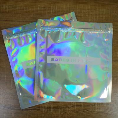 China Zip Lock Sock Aluminium Foil Pouch Clothes Packaging Clear Front Hologram Bags for sale