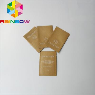 China Custom Logo Heat Seal Laminated Foil Three Side Heat Seal Flat Pouch Cosmetic Samples Packaging Smell Proof Sachet Bags for sale